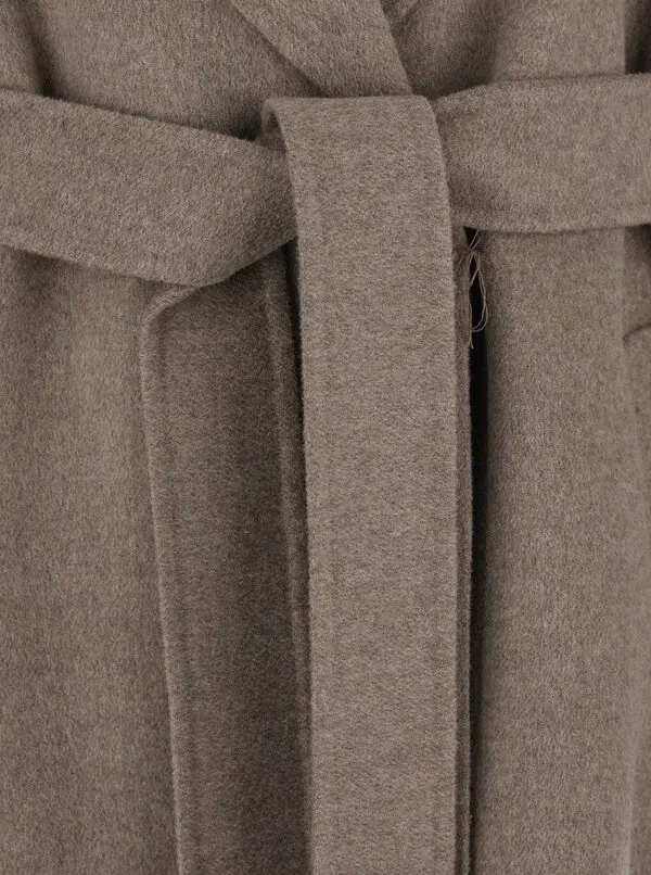 Max Mara Wool Coat With Notched Lapel And Belt - Multicolor