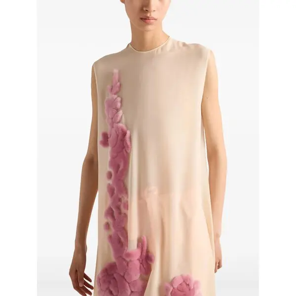 Prada Silk Floral Embroidery Sleeveless Dress