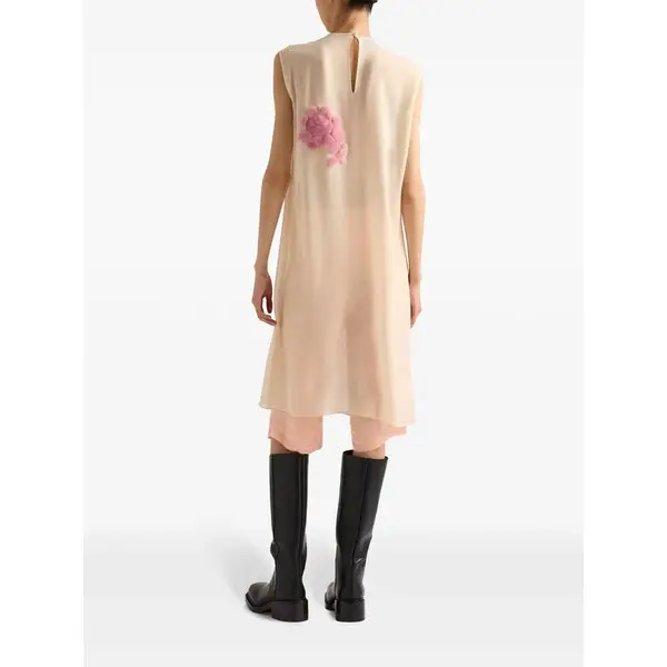 Prada Silk Floral Embroidery Sleeveless Dress