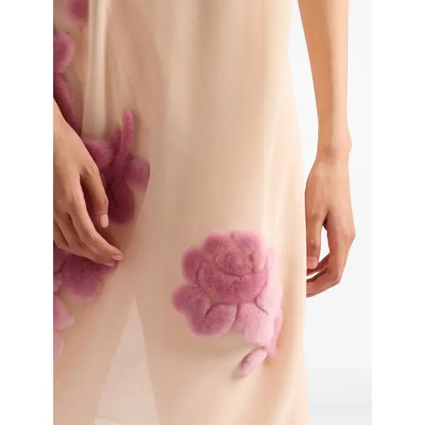 Prada Silk Floral Embroidery Sleeveless Dress