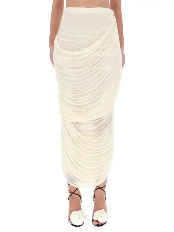 Magda Butrym Draped Midi Skirt - Cream
