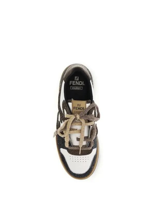Fendi Leather Sneakers With Logo Detail - Multicolor