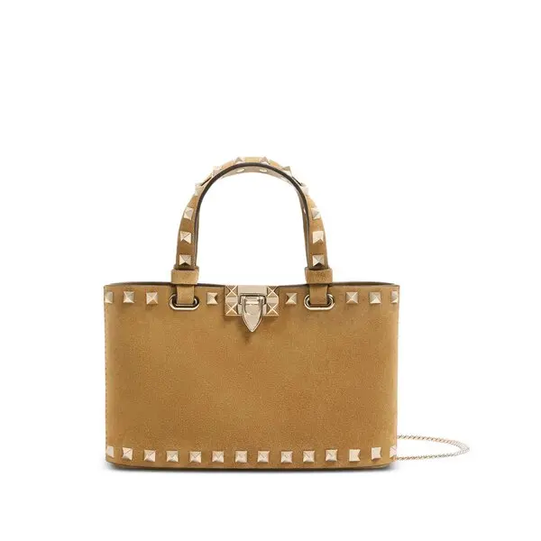 Valentino Garavani Rockstud Embellished Leather Tote Bag - Cream