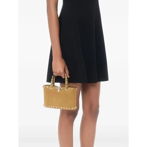 Valentino Garavani Rockstud Embellished Leather Tote Bag - Cream