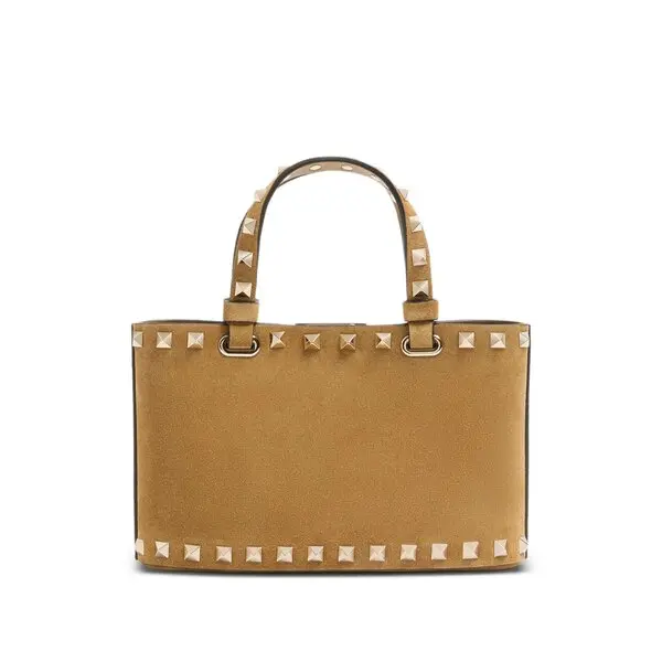 Valentino Garavani Rockstud Embellished Leather Tote Bag - Cream