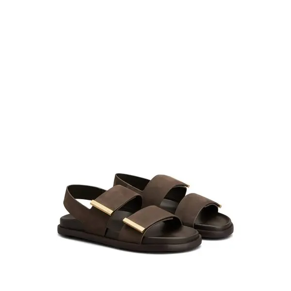 TOD'S Dark Calf Leather Slingback Sandals - Brown