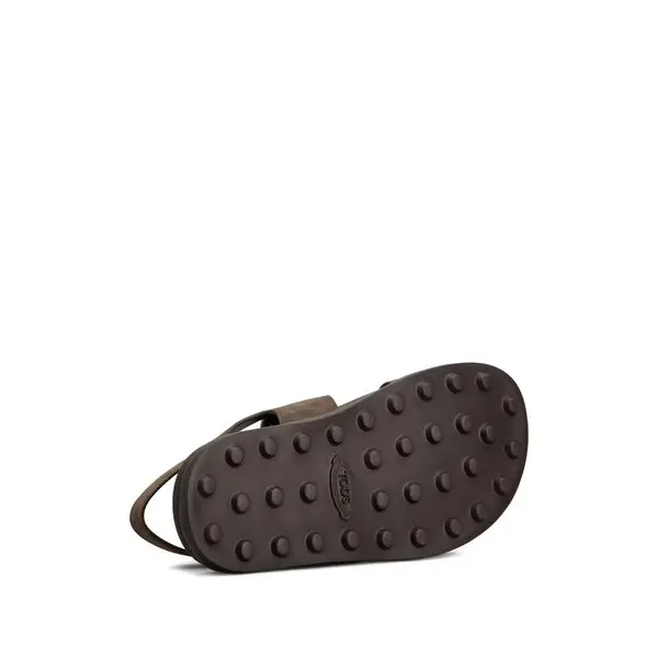 TOD'S Dark Calf Leather Slingback Sandals - Brown
