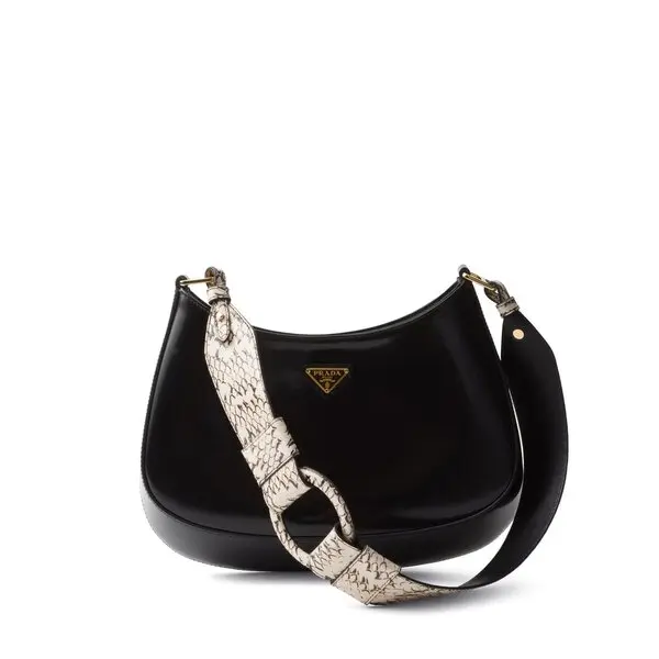 Prada Leather Shoulder Bag With Ayers-leather Detailing - Black