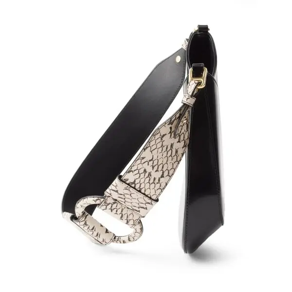 Prada Leather Shoulder Bag With Ayers-leather Detailing - Black