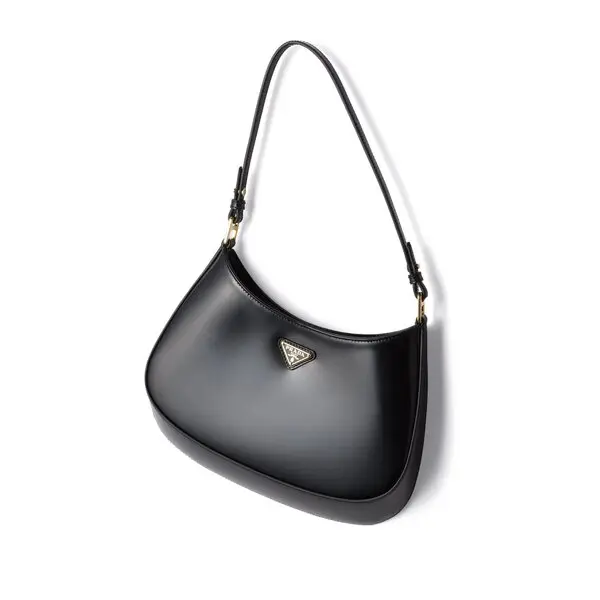 Prada Leather Shoulder Bag With Ayers-leather Detailing - Black