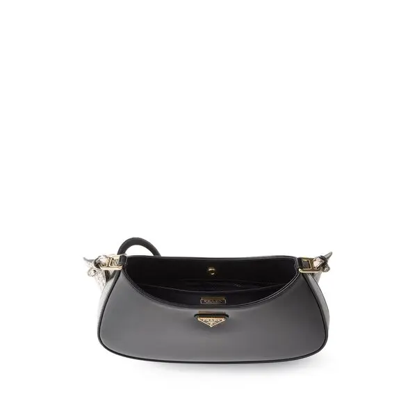 Prada Leather Shoulder Bag With Ayers-leather Detailing - Black