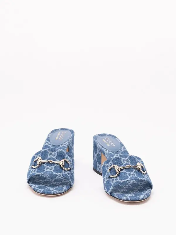 Gucci Denim Slides With Horsebit Detail