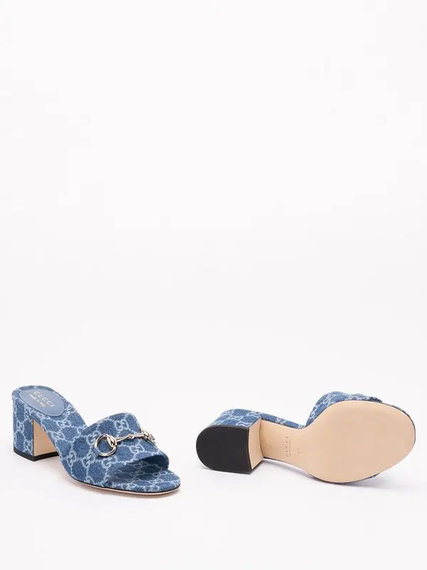 Gucci Denim Slides With Horsebit Detail