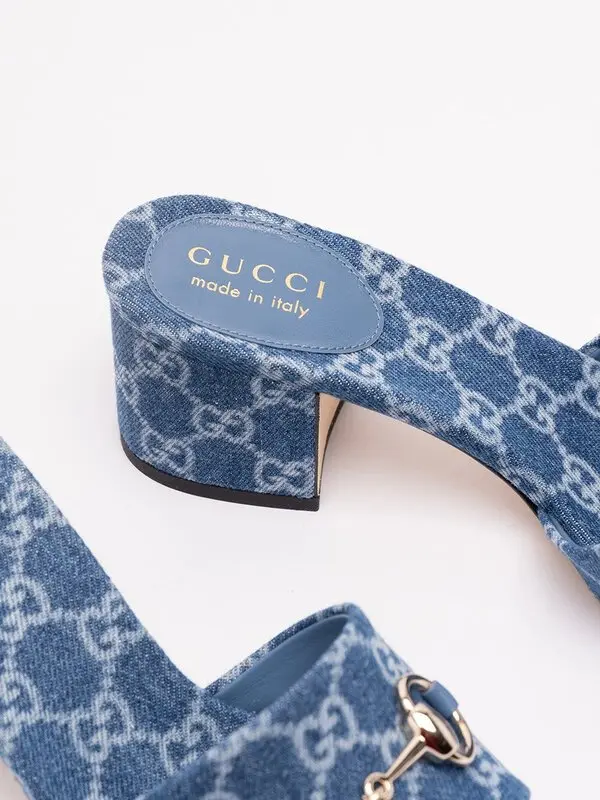 Gucci Denim Slides With Horsebit Detail