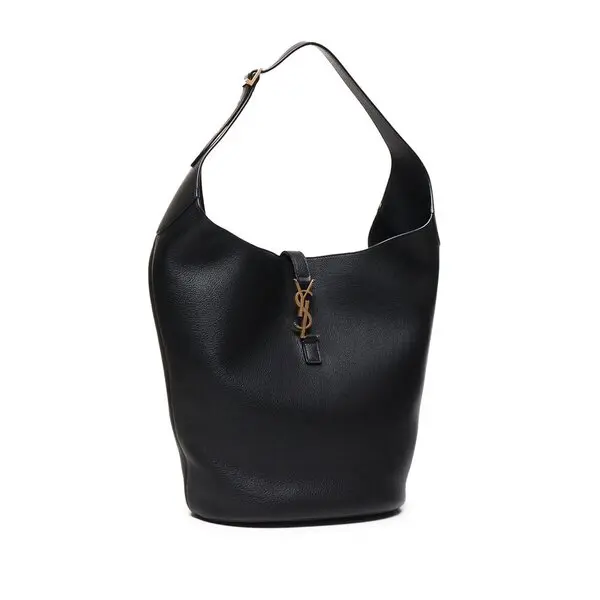 Saint Laurent Leather Tote Bag With Logo Plaque