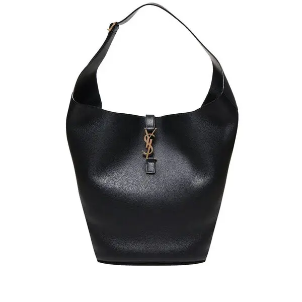 Saint Laurent Leather Tote Bag With Logo Plaque