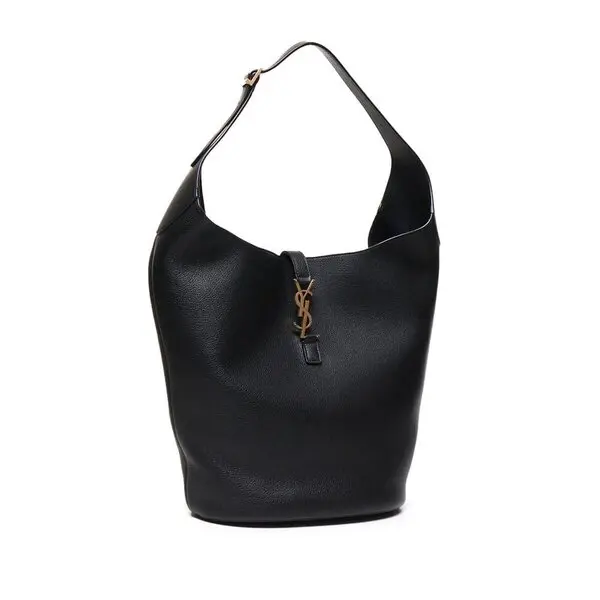 Saint Laurent Leather Tote Bag With Logo Plaque