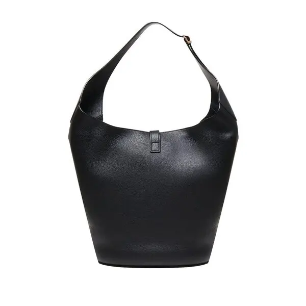 Saint Laurent Leather Tote Bag With Logo Plaque