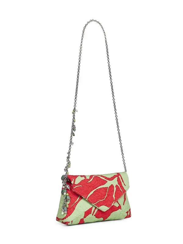 Dries Van Noten Jacquard Clutch Bag With Beaded Chain Strap - Multicolor