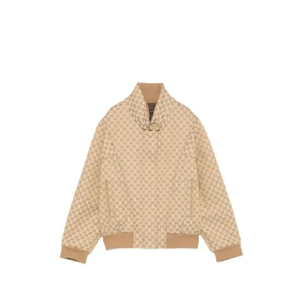 Gucci Gg All-over Print Hooded Bomber Jacket - Cream