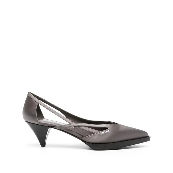 Prada Grey Satin Cut-out Pumps
