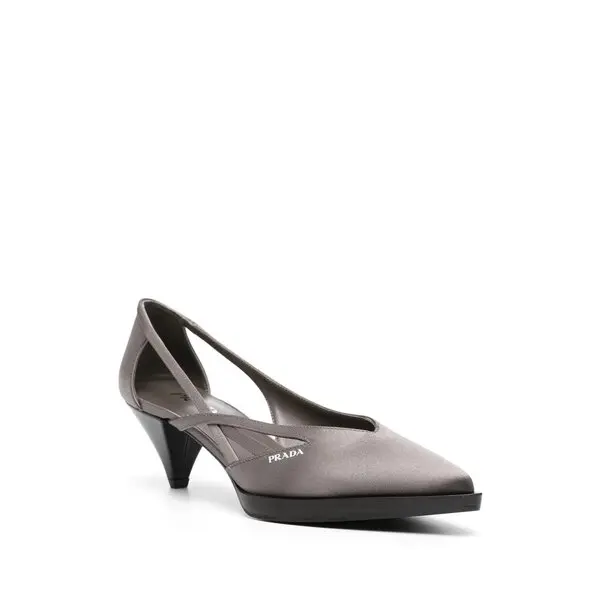 Prada Grey Satin Cut-out Pumps