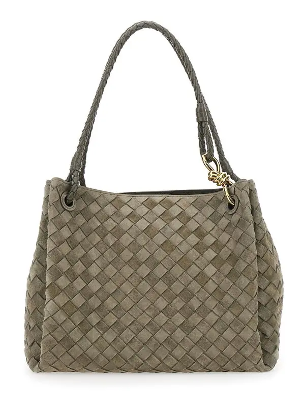 Bottega Veneta Large Parachute Shoulder Bag In Suede - Multicolor