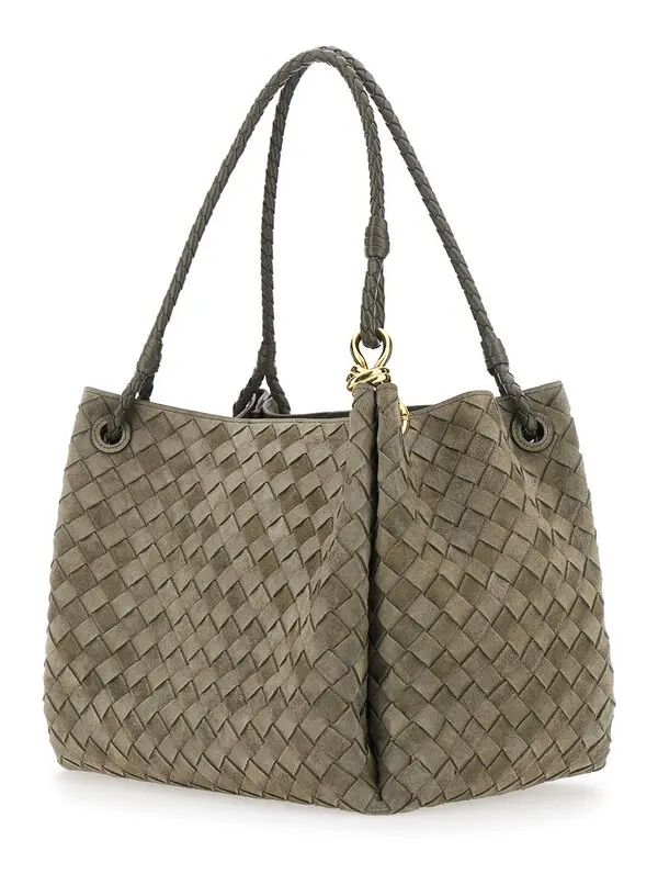 Bottega Veneta Large Parachute Shoulder Bag In Suede - Multicolor