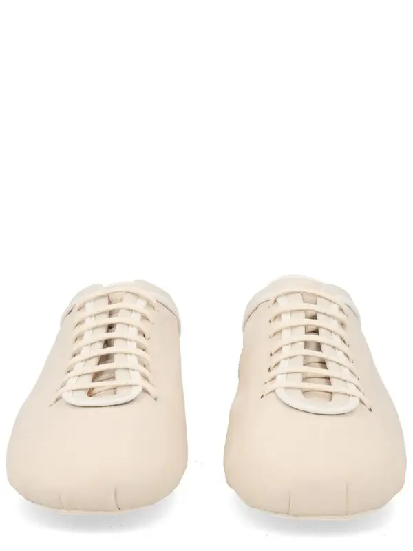Dries Van Noten Leather Lace-up Ballerina Sneakers - White