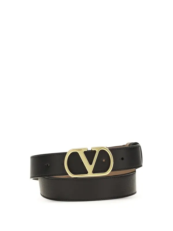 Valentino Garavani Reversible Leather Belt With Vlogo Signature - Black
