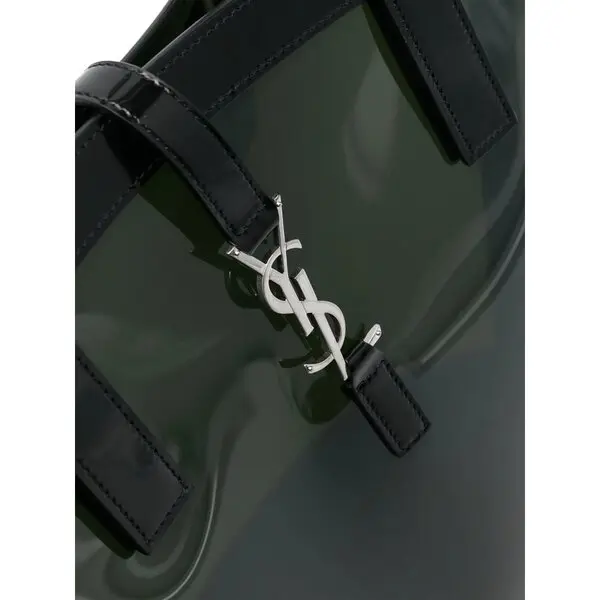 Saint Laurent Translucent Tote Bag With Leather Trim - Green