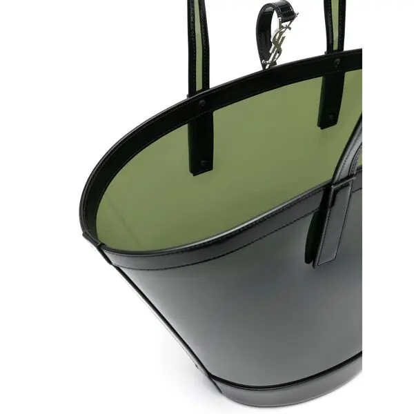 Saint Laurent Translucent Tote Bag With Leather Trim - Green