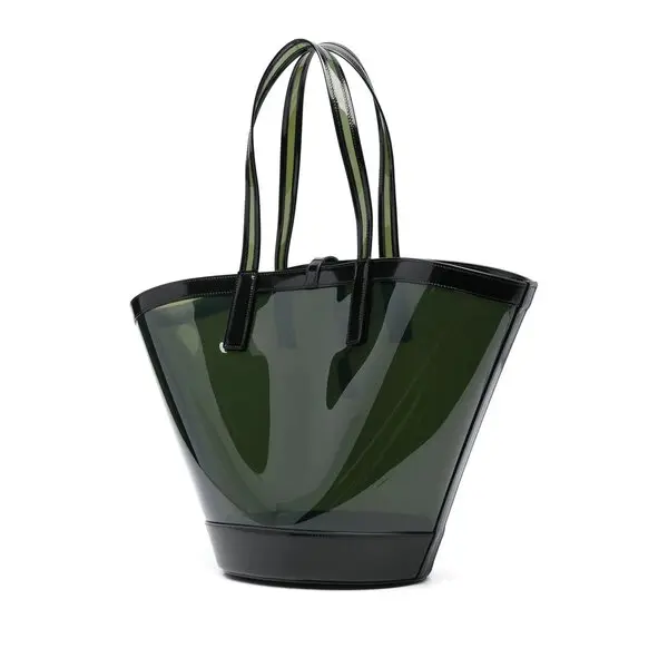 Saint Laurent Translucent Tote Bag With Leather Trim - Green