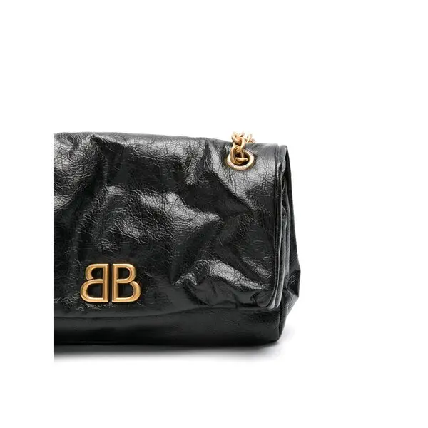 Balenciaga Leather Crinkled Shoulder Bag