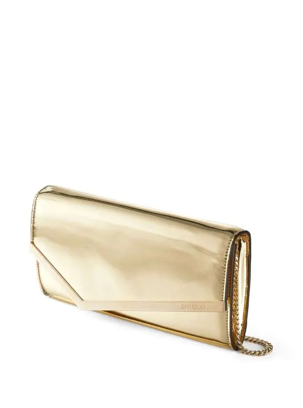 JIMMY CHOO Emmie Handbag In Gold Mirror Fabric - Silver