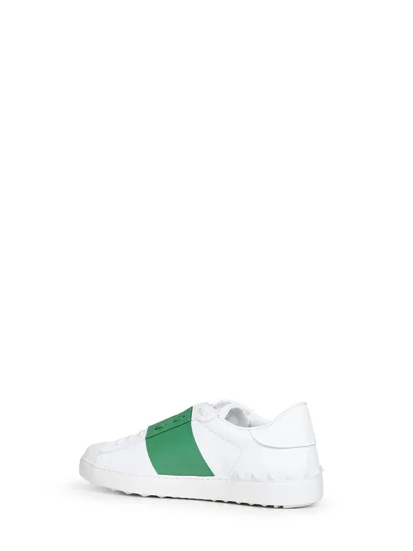 Valentino Garavani White And Green Calfskin Leather Open Sneakers - Multicolor