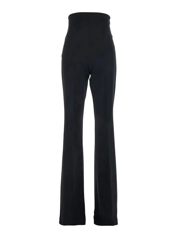 Sportmax Black Pants With High Waist Design And Applied Back Pockets In Fabric
