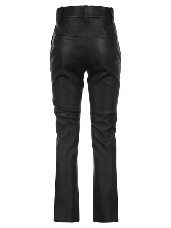 Brunello Cucinelli Stretch Nappa Leather Cigarette Trousers - Black