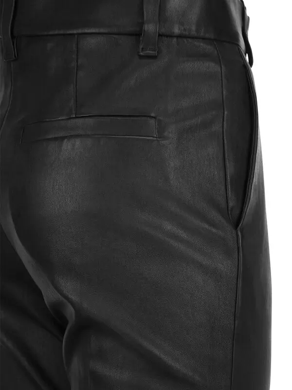 Brunello Cucinelli Stretch Nappa Leather Cigarette Trousers - Black