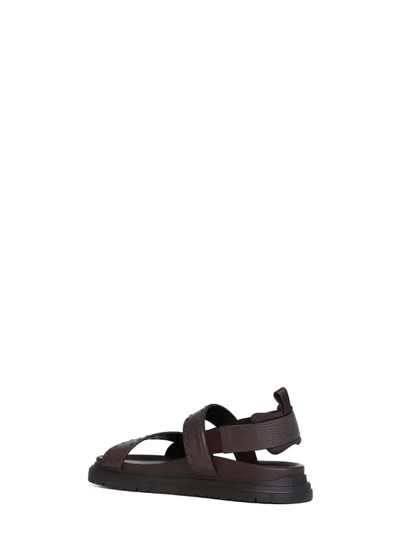 Fendi Cuoio Romano Leather Chunky Sandals With Ff Logo Buckle