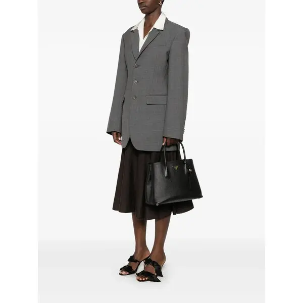 Prada Calf Leather Tote Bag - Black
