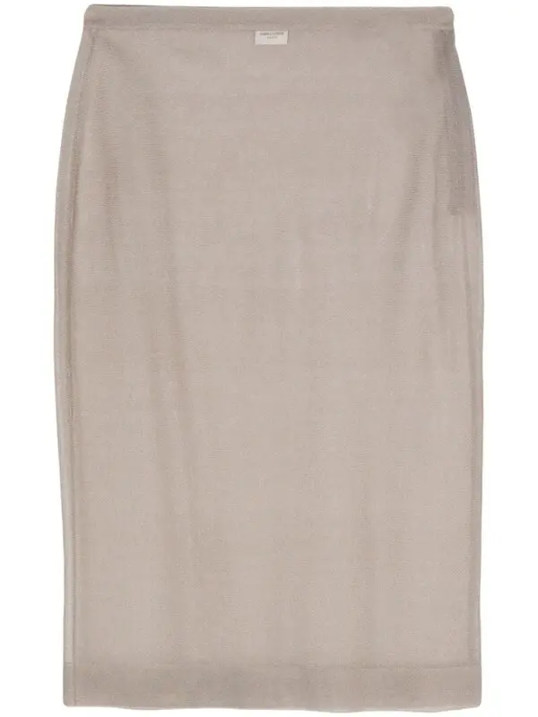 Saint Laurent Transparent Silk Knit Pencil Skirt