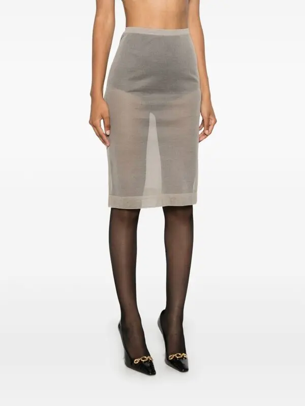 Saint Laurent Transparent Silk Knit Pencil Skirt