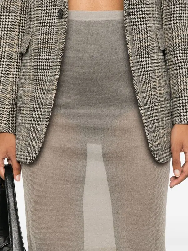 Saint Laurent Transparent Silk Knit Pencil Skirt