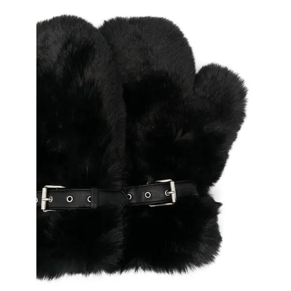 Acne Studios Faux-fur Gloves With Buckle Detail