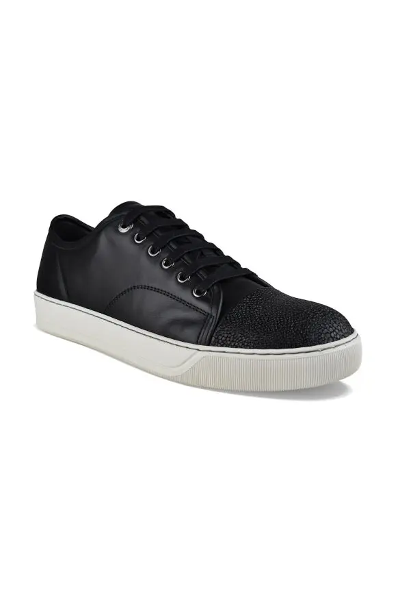 LANVIN Smooth Leather Low-top Sneakers - Black