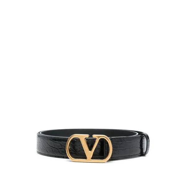 Valentino Garavani Logo Buckle Belt - Black