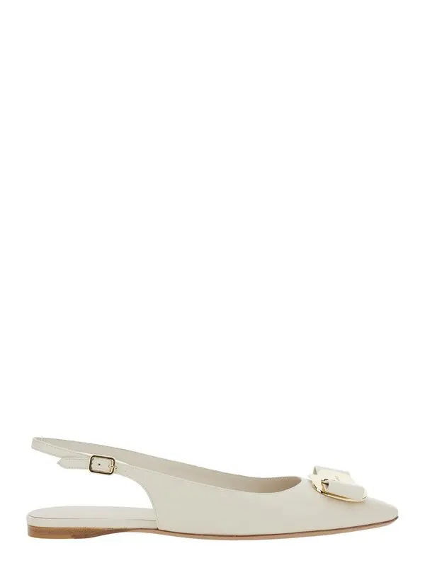 FERRAGAMO Slingback Ballet Flats - White