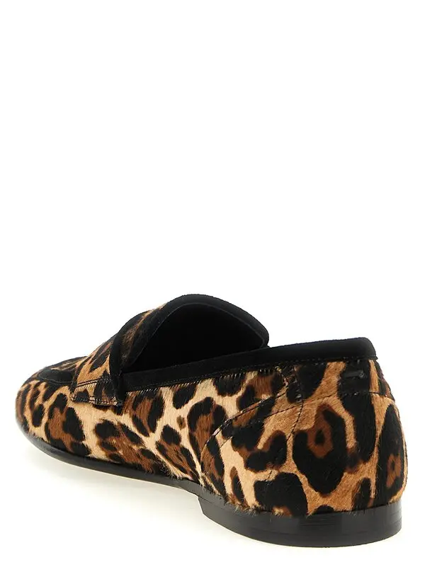 Dolce & Gabbana Leo Print Pony-effect Leather Slipper