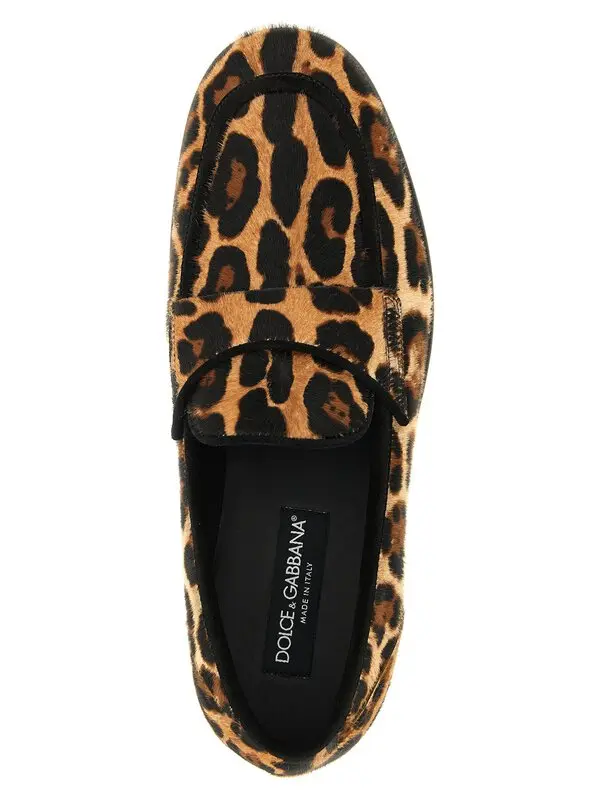Dolce & Gabbana Leo Print Pony-effect Leather Slipper